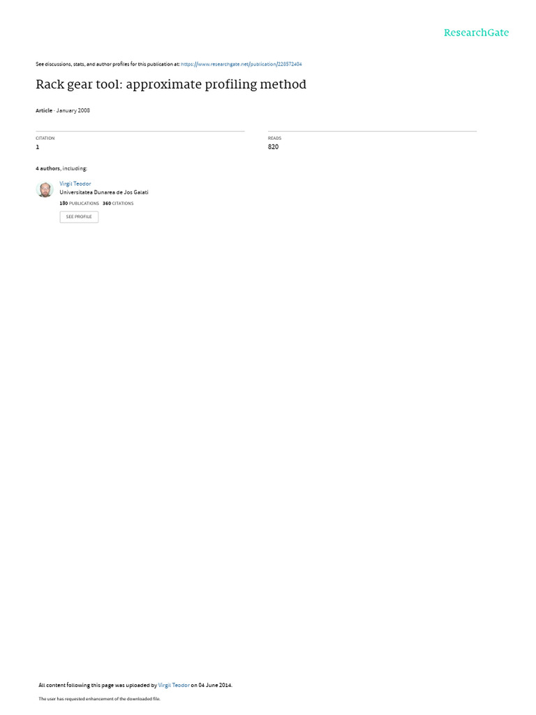 Rack Gear Tool Approximate Profiling Method | PDF | Gear | Curve