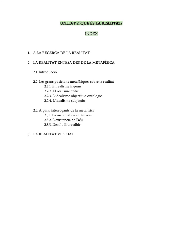 Apunts Revisats Unitat 2_ Què És La Realitat | PDF Apunts Revisats Unitat 2_ Què És La Realitat | PDF