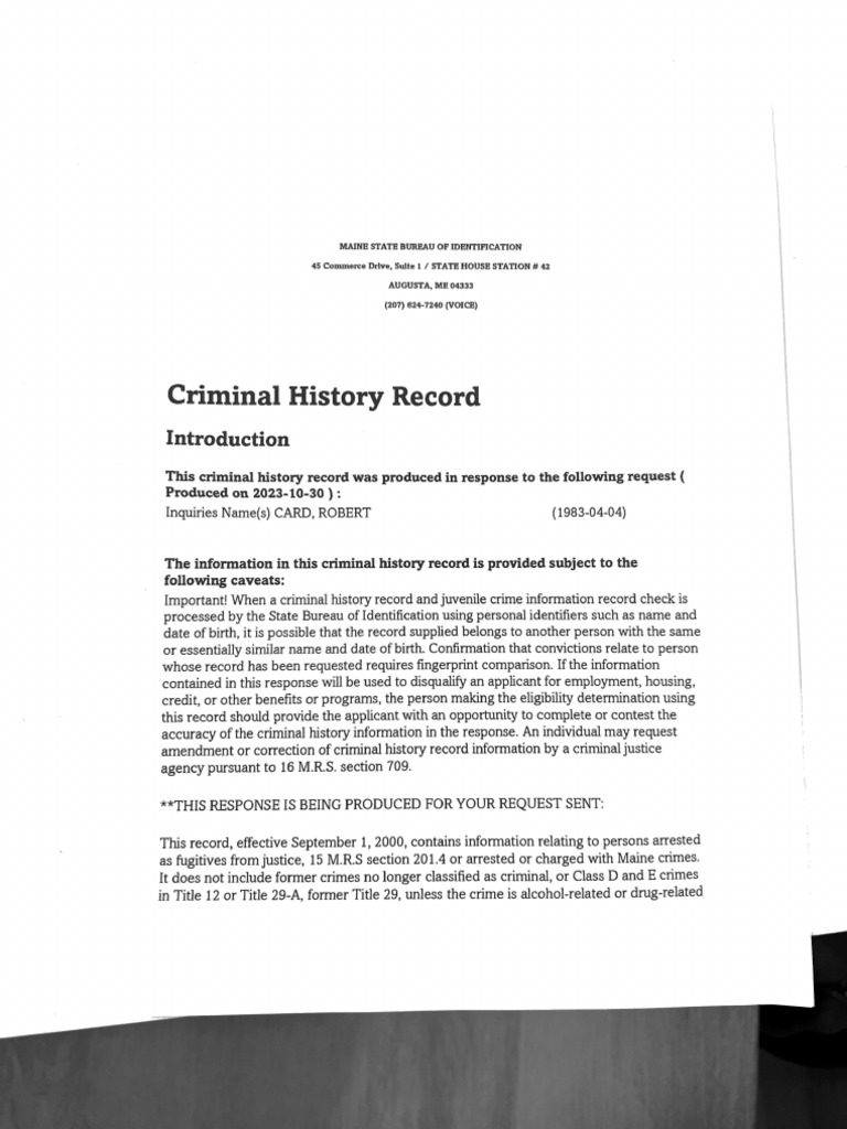 Police Record Robert Card | PDF