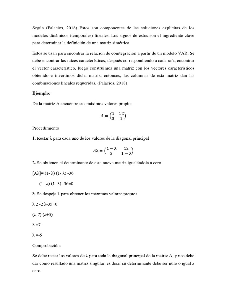 Econometría II (Máximo Valor Propio y Estadístico de Traza) - 2-8 | Descargar gratis PDF ...