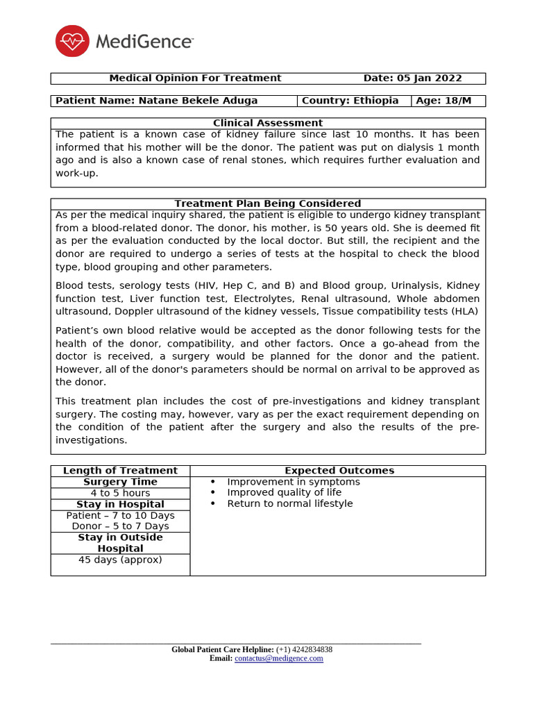 Treatment Plan For Kidney Transplant in India | PDF | Urology | Kidney ...