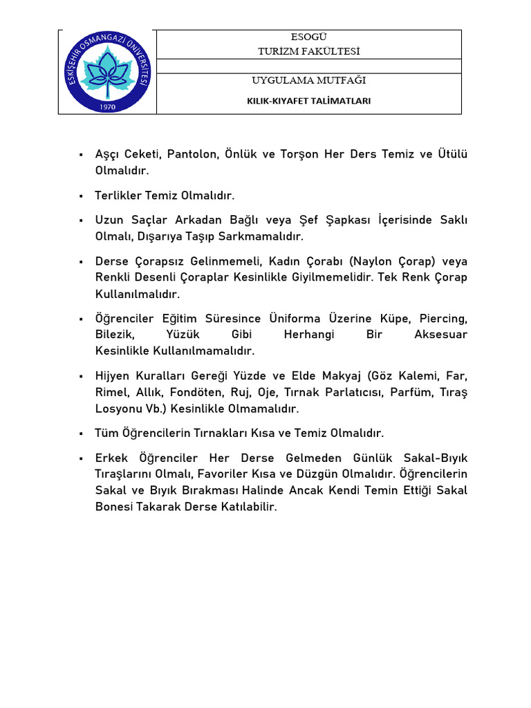 1.KILIK-KIYAFET TALİMATLARI | PDF