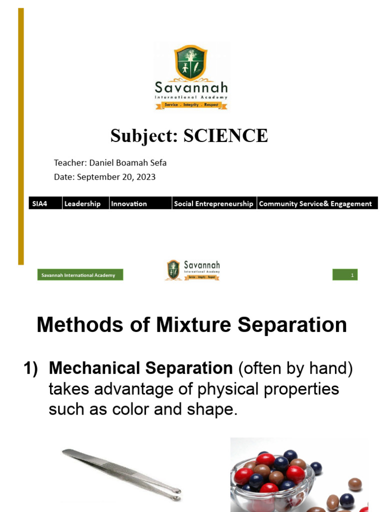 Year 8 Methods of Separation | PDF | Mixture | Chromatography