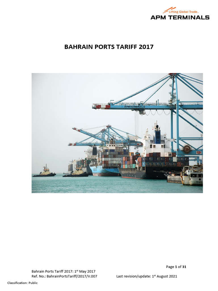 Bahrain Ports Tariff 2017 | PDF