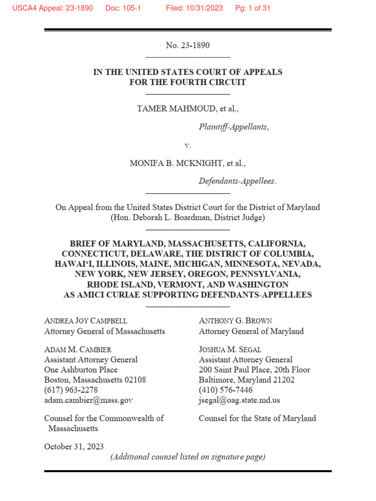 Mahmoud Amicus Brief File-Stamped | PDF | Inclusion (Education) | Lgbt