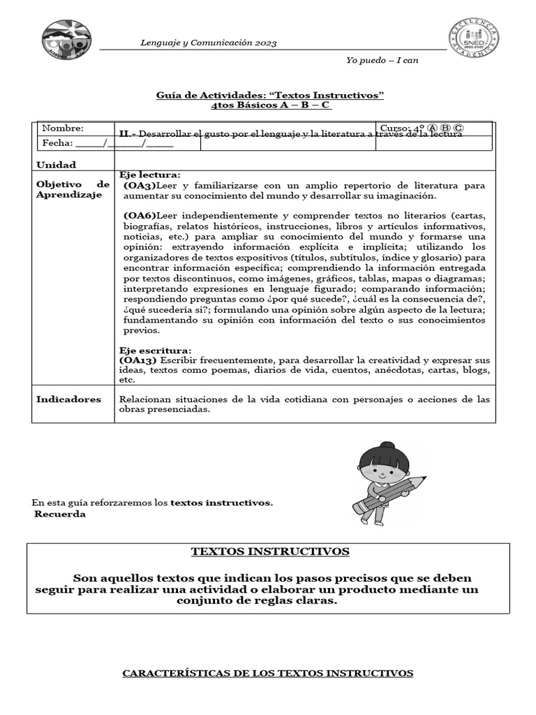 Guia Texto Instructivo 4TO BASICO | PDF | Ciencia cognitiva | Comunicación humana