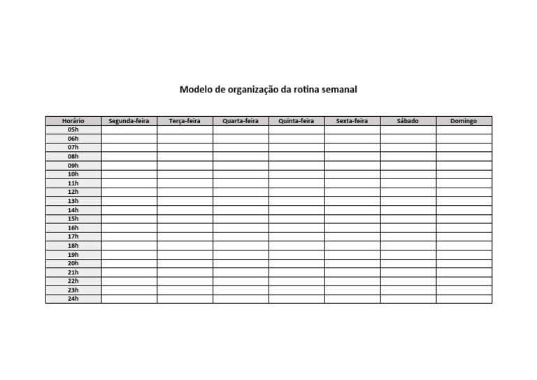 Modelo de Rotina Semanal | PDF