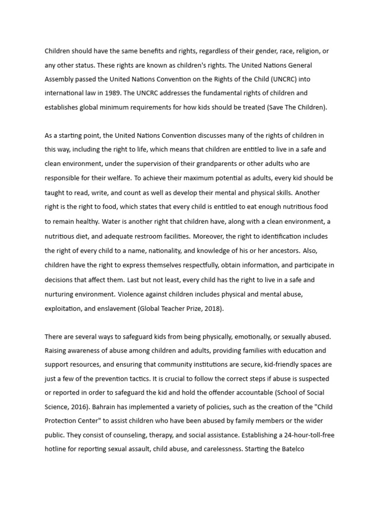 Human Rights - United Nations Convention On The Rights of The Child ...