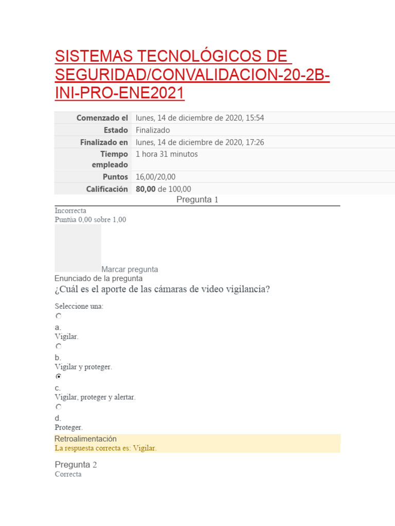 Convalidacion Sistemas Tecnológicos de Seguridad | PDF | Business | Realimentación