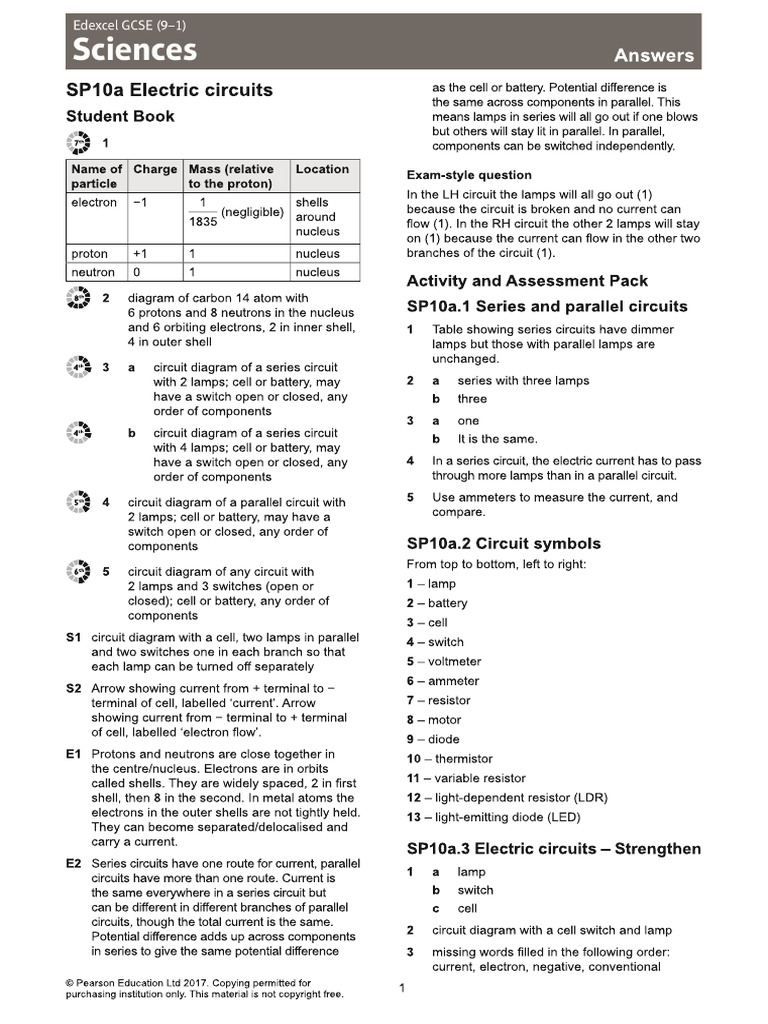 Electricity Answers | PDF