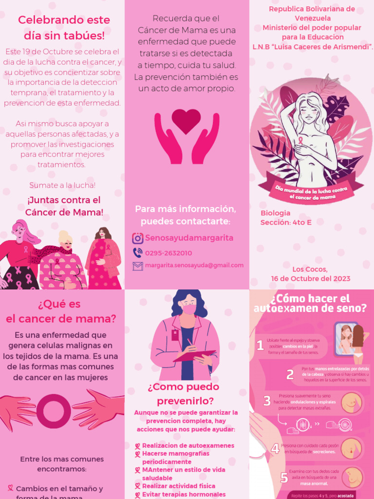 Folleto Sobre La Prevenciã N Del Cã¡ncer de Mama Ilustrado Moderno Rosa | PDF | Cáncer de mama ...