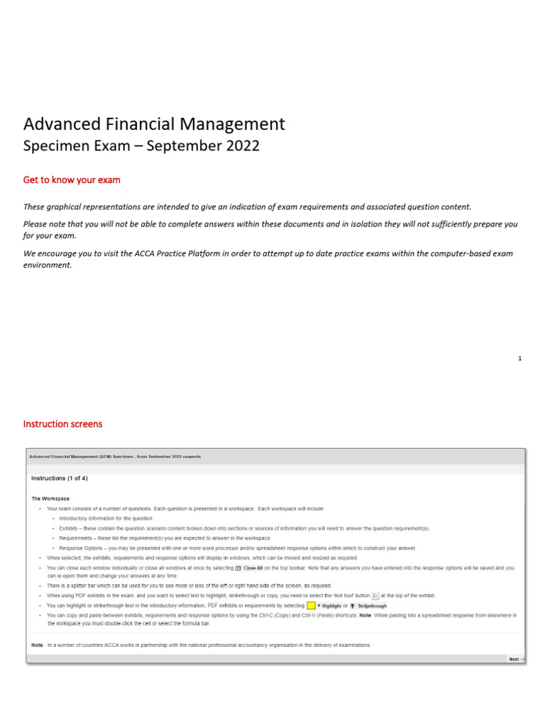 AFM Specimen Exam September 2022 | PDF