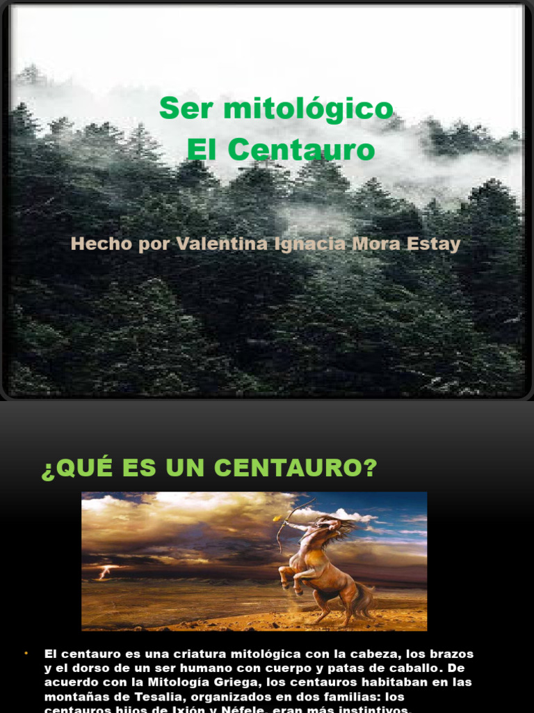Presentación Ser Mitológico El Centauro | PDF | Deidades griegas | Mitología