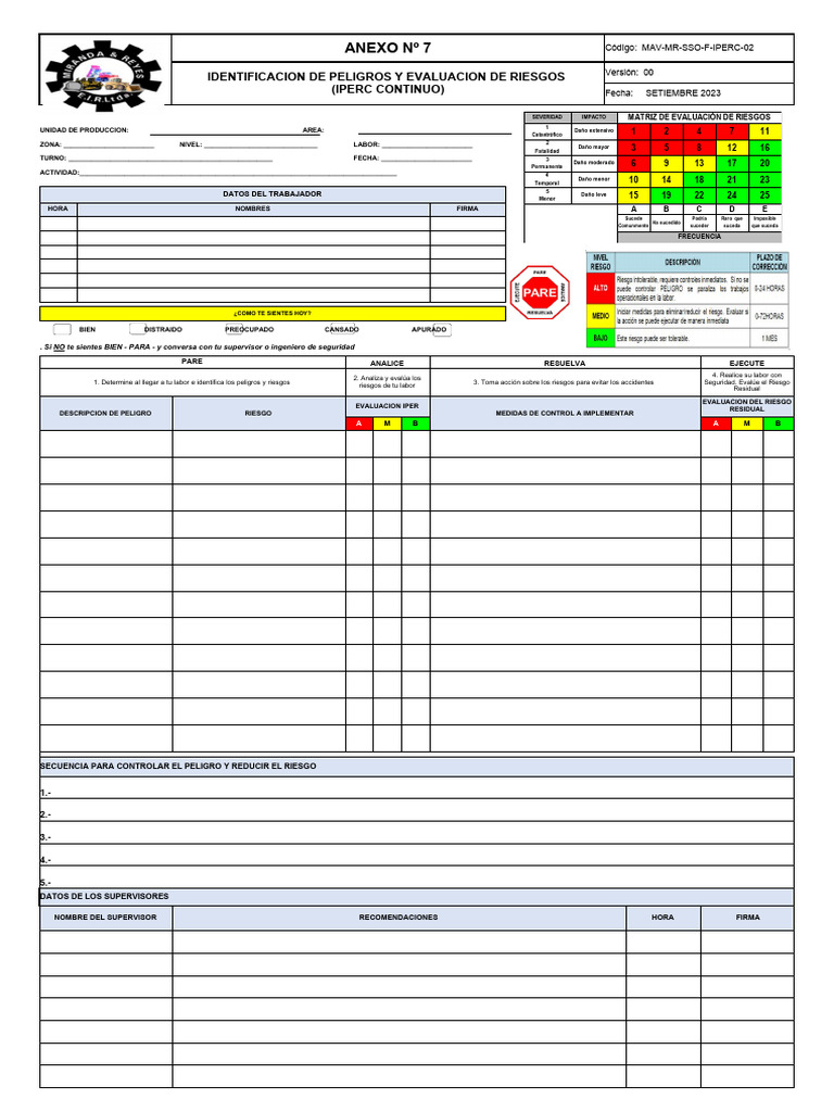 Mav-Sso-F-06 Formato Iperc Continuo | PDF | Quemar | Estrés (biología) Mav-Sso-F-06 Formato Iperc Continuo | PDF | Quemar | Estrés (biología)