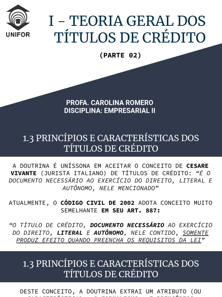 Unidade 1 - Teoria Geral Dos Títulos - Parte 2 | PDF