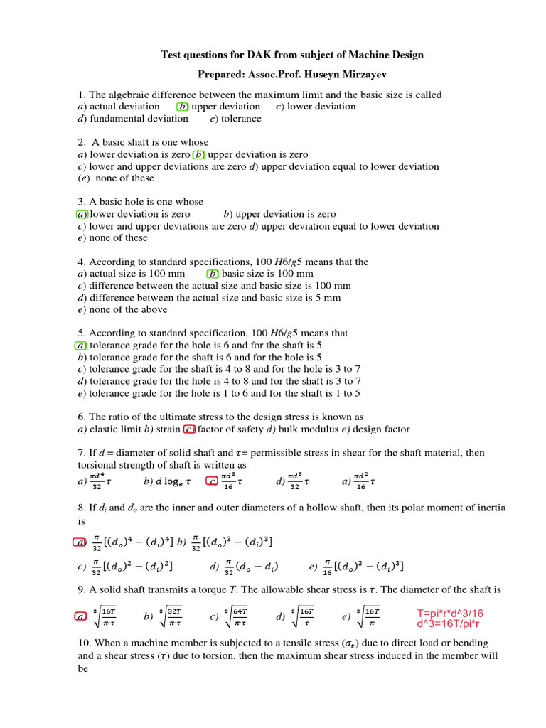 MECH, Machine Design | PDF | Screw | Strength Of Materials