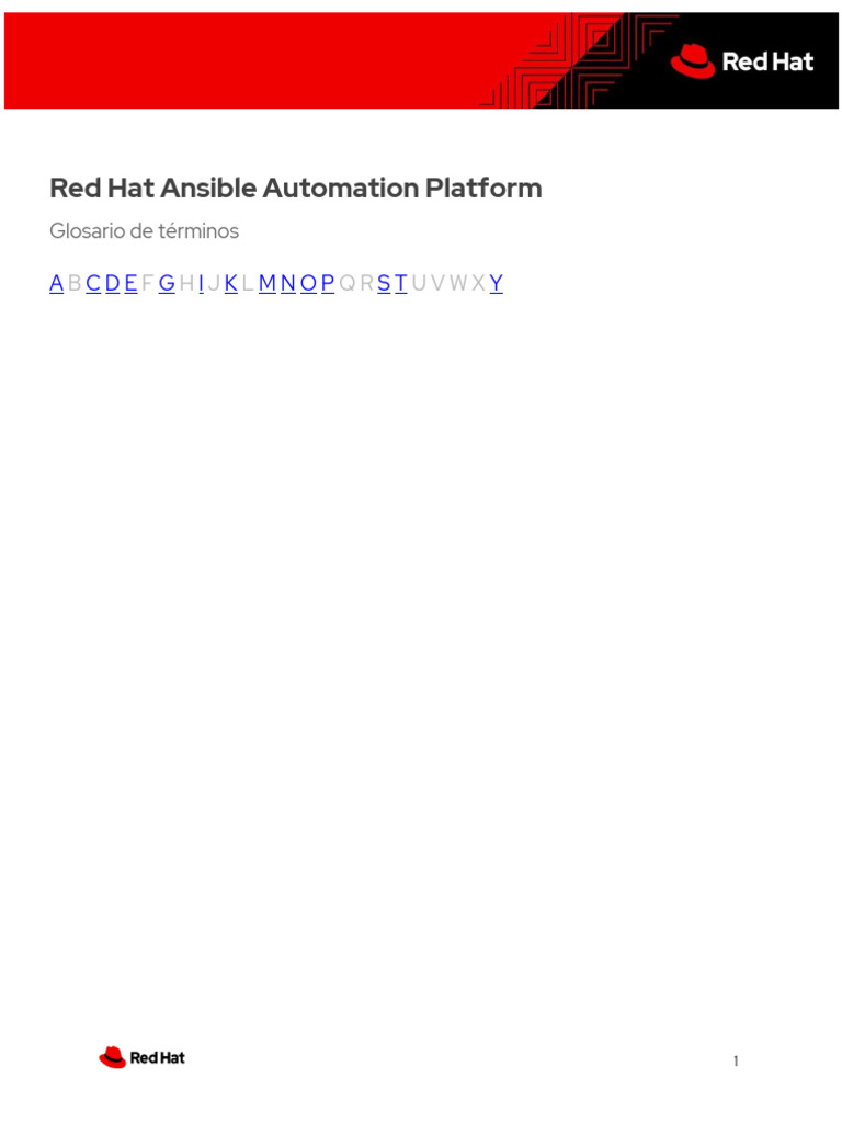 Red Hat Ansible Automation Platform Fundamentals Glossary - es-LA | PDF Red Hat Ansible Automation Platform Fundamentals Glossary - es-LA | PDF
