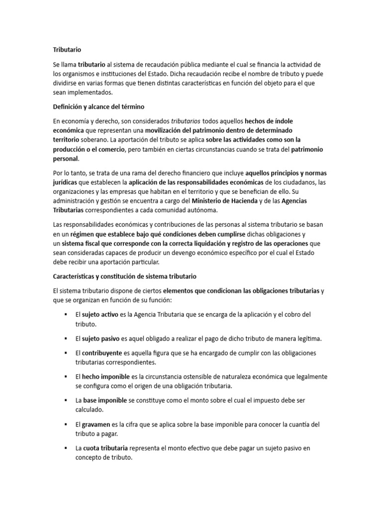 Que Es Tributo | PDF | Impuestos | Economias