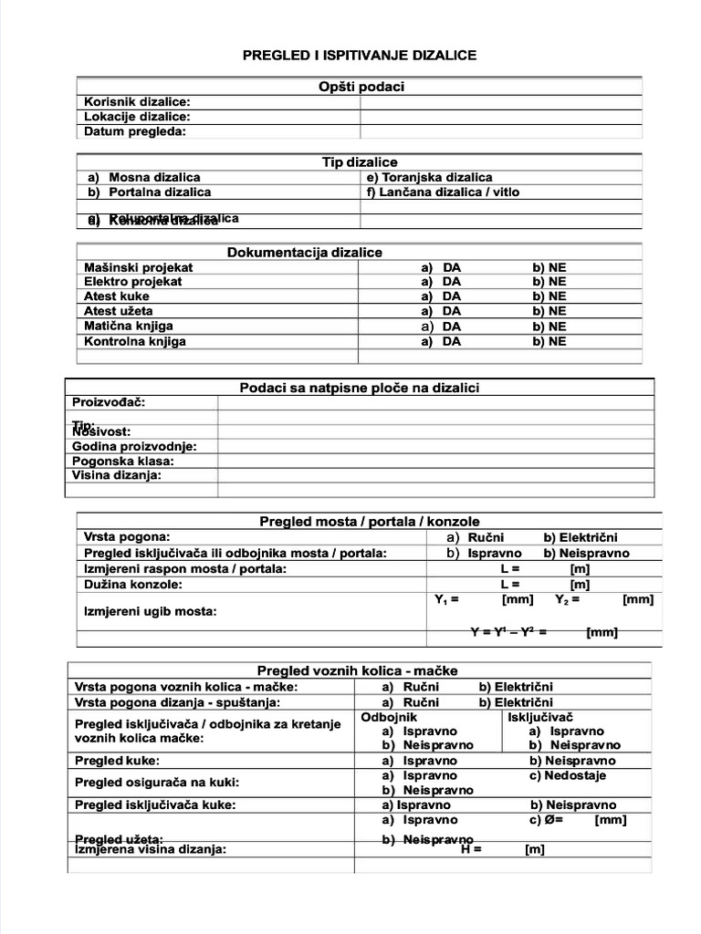 Pregled Dizalice | PDF