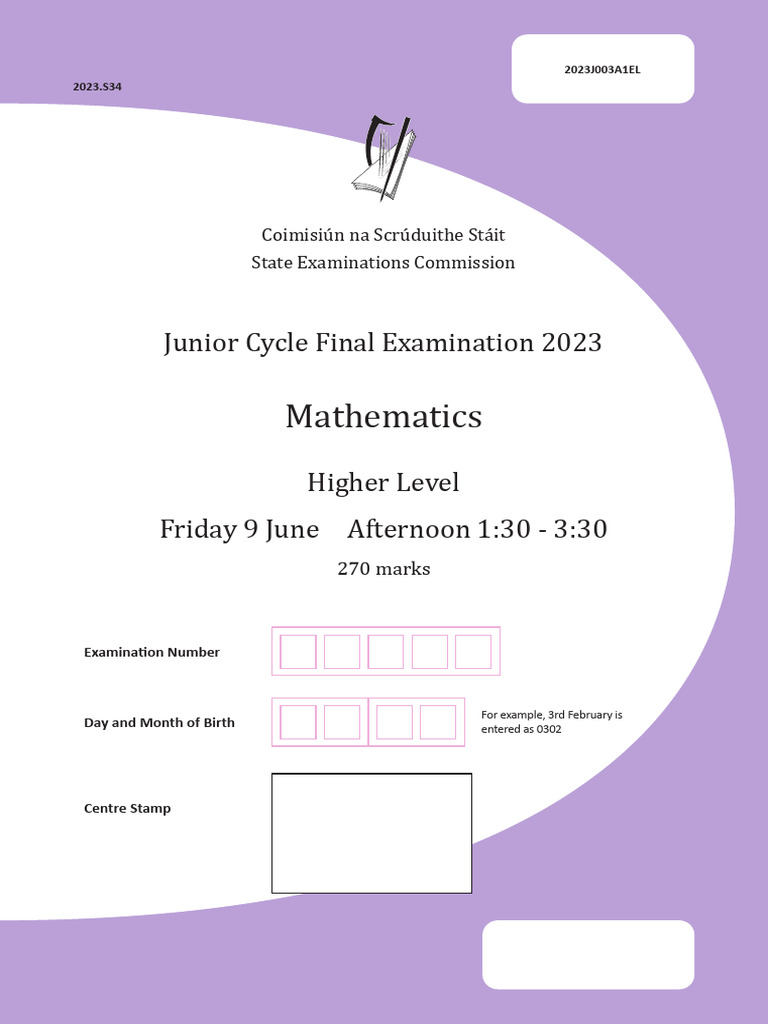 Junior Cycle Maths 2023 | Download Free PDF | Rectangle | Curve