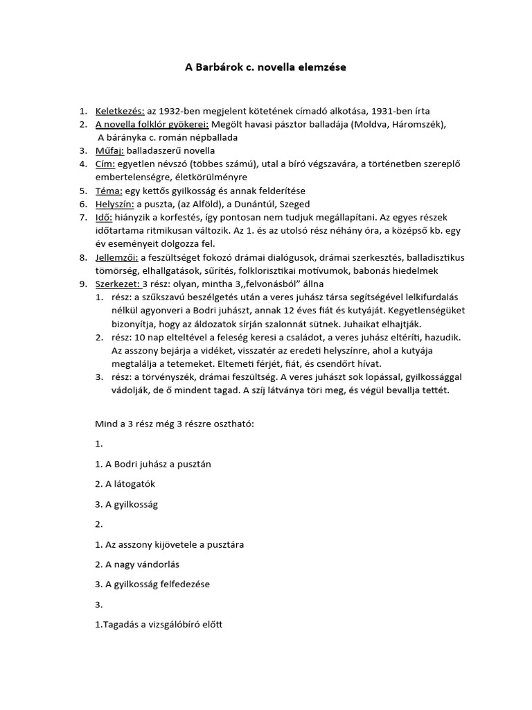 A Barbárok C. Novella Elemzése Jó | PDF