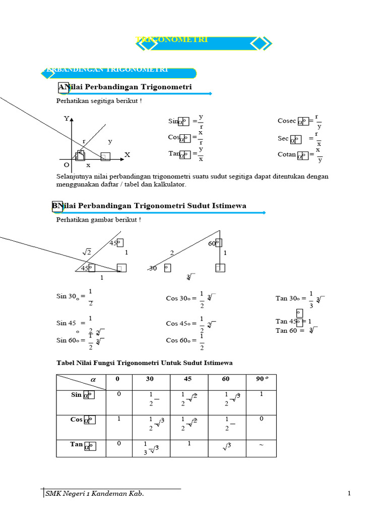 Rumus Trigonometri Jumlah Dan Selisih Du | PDF