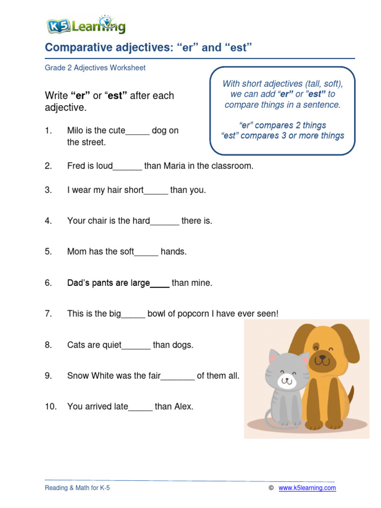 Comparative Adjectives - More & Most Worksheet2 | PDF