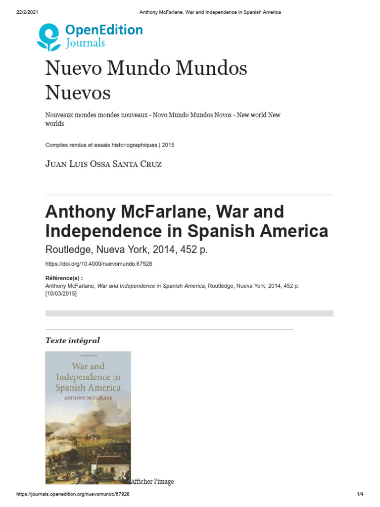 Anthony McFarlane, War and Independence in Spanish America | PDF | Perú ...