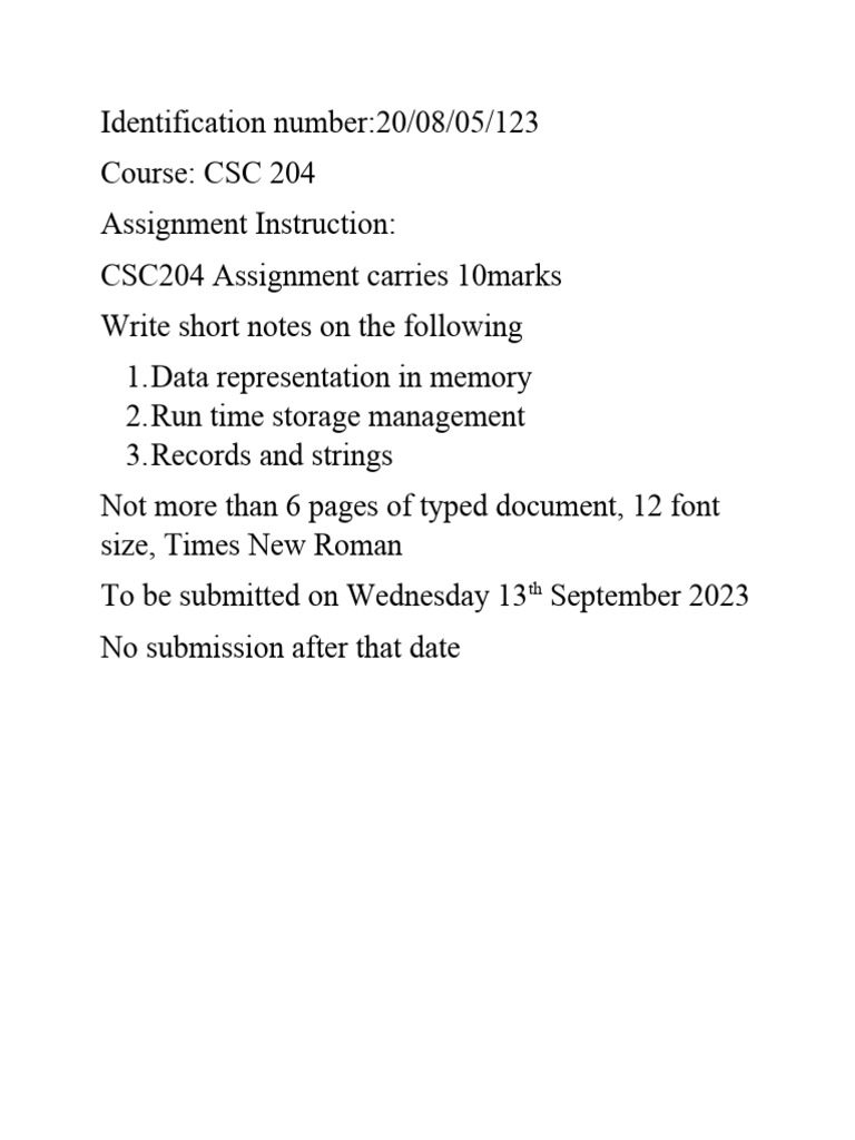 CSC Assignment 123 | PDF | String (Computer Science) | Integer ... CSC Assignment 123 | PDF | String (Computer Science) | Integer ...