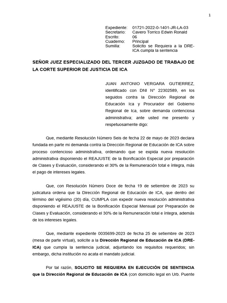 Escrito 6 | PDF | Sentencia (ley) | Ley Pública