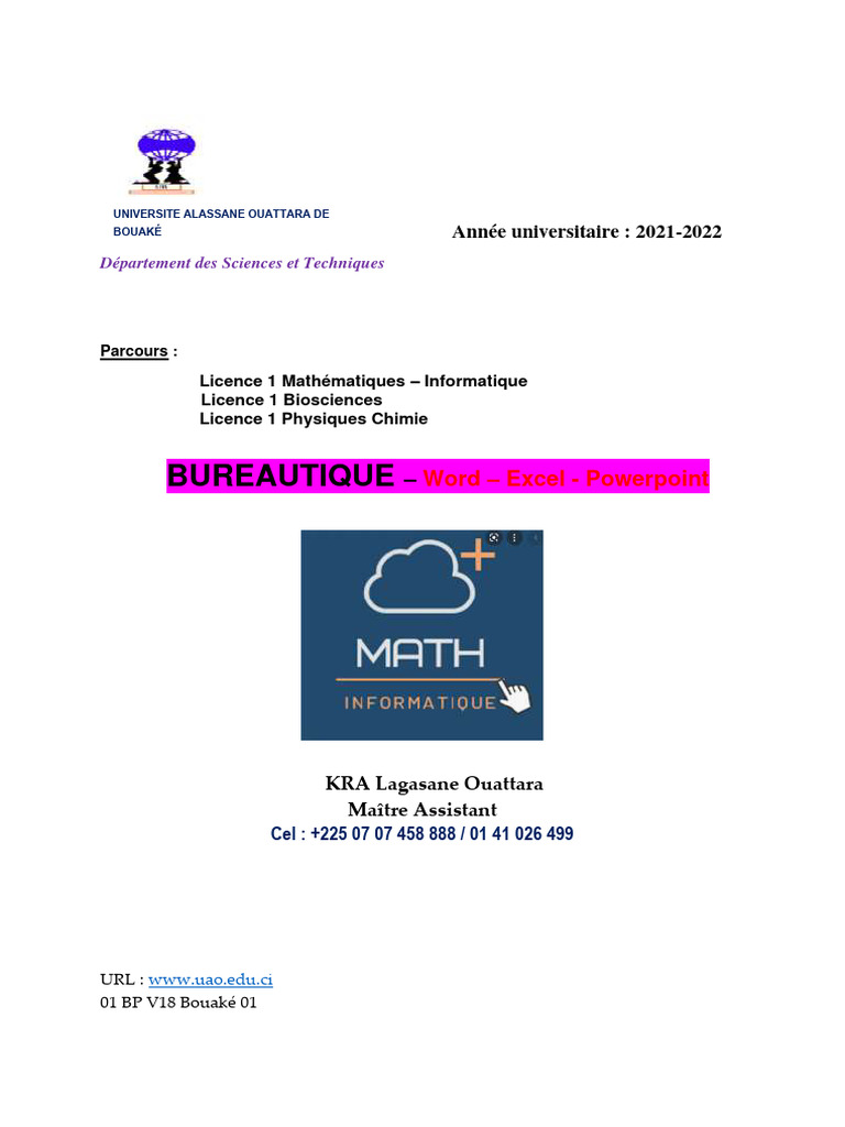 Cours de Word - Excel - Powerpoint | PDF | Microsoft Word | Microsoft Excel