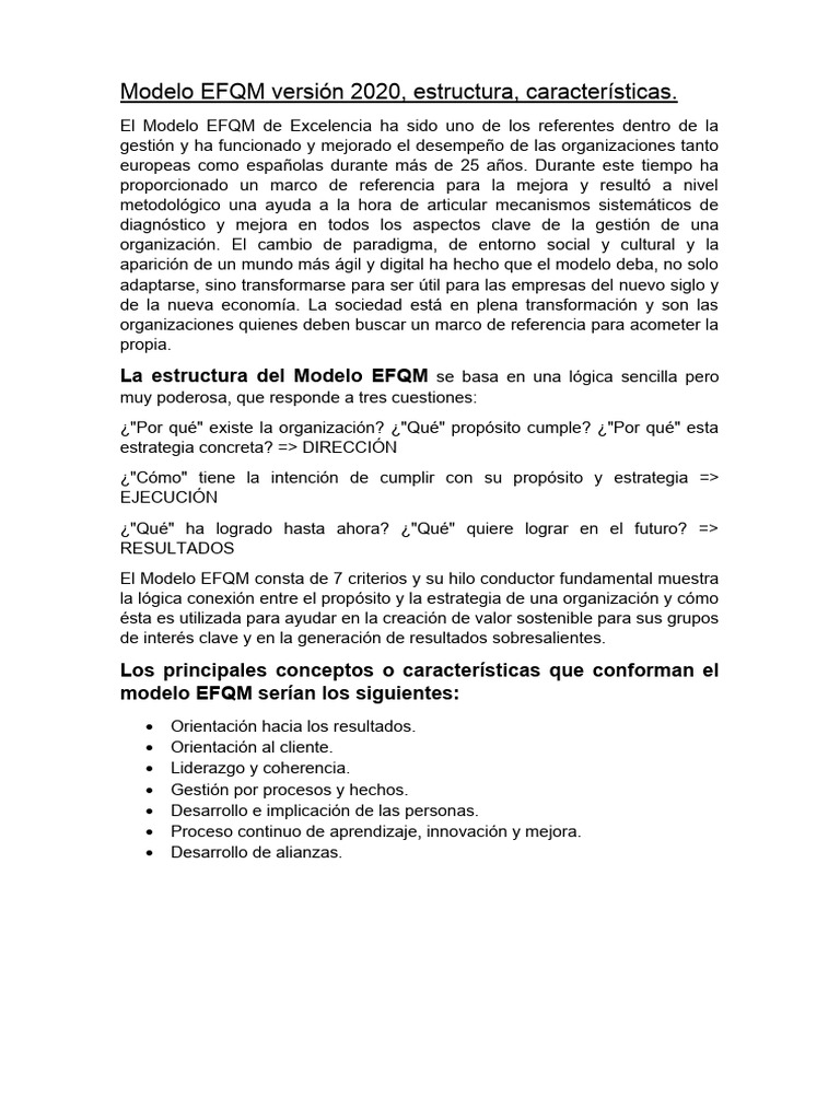 Modelo EFQM Versión 2020 | PDF | Business