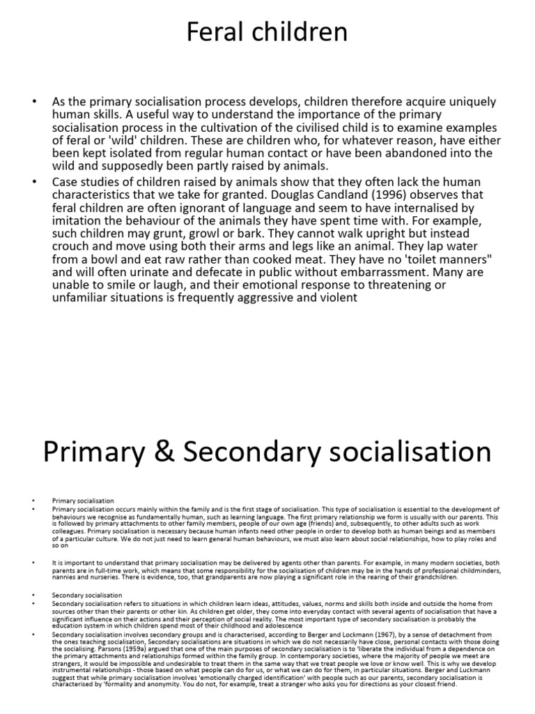 Feral Children Notes - Sociology A-Levels | PDF | Socialization ...