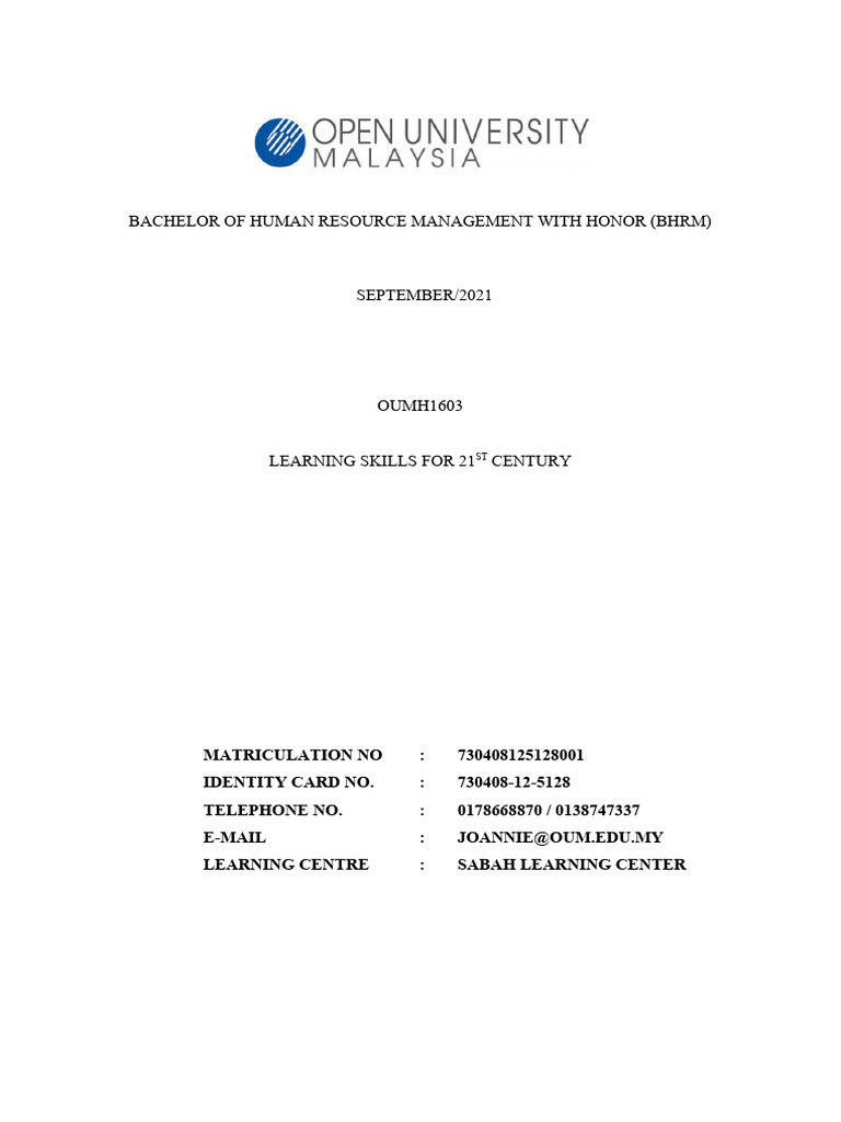 OUMH1603 (Assignment Final) | PDF