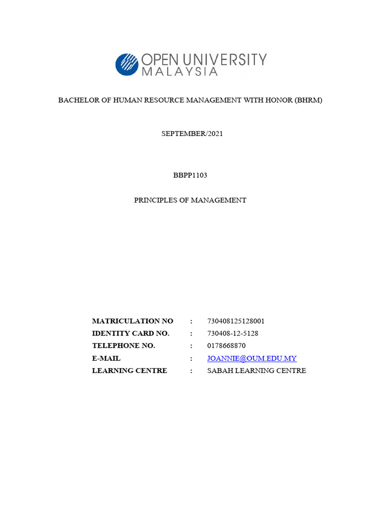 BBPP1103 (Principles of Management) | PDF | Governance | Decision Making