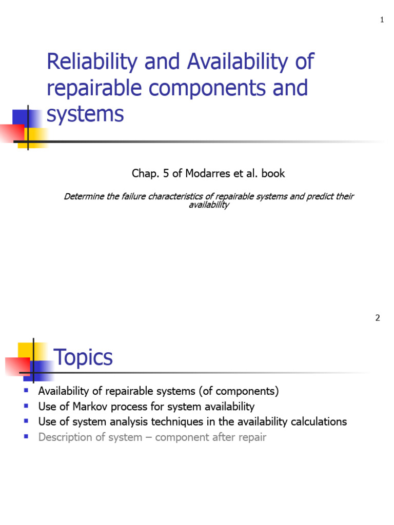 Chap 5 Reliability And Availability Of Repairable Systems Pdf