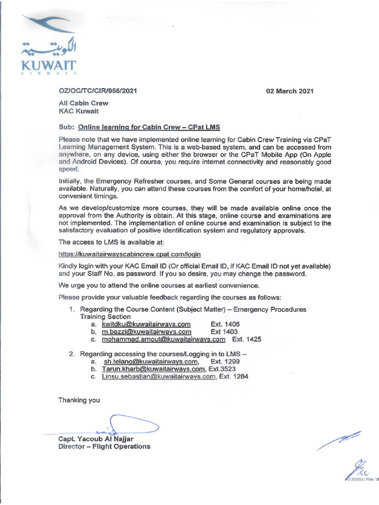 Online Learning For Cabin Crew - CPat LMS | PDF