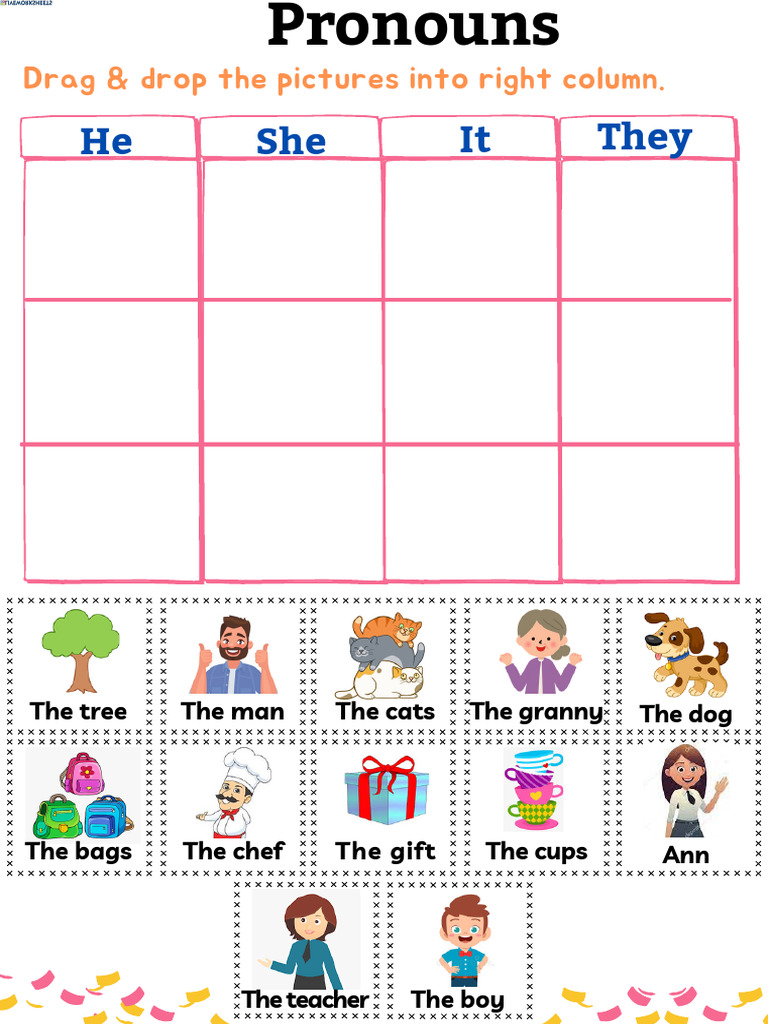 Personal Pronouns Sorting Activity | PDF | Language Arts & Discipline ...
