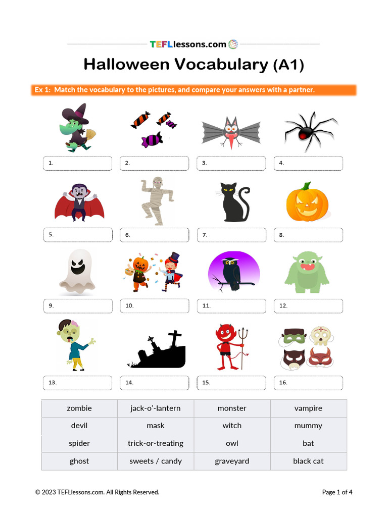 Открыть Halloween Vocabulary a1 Teacher | PDF | Halloween | Trick Or ...