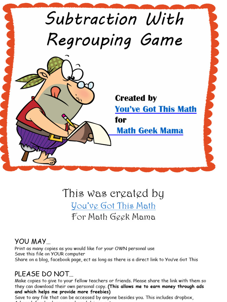 Subtraction Regrouping Game for Kids | PDF | Application Software ...