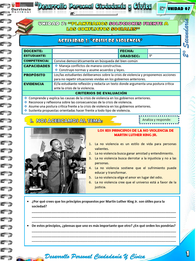 5° DPCC - Actv.03-Unid.7 2023 | PDF | Violencia