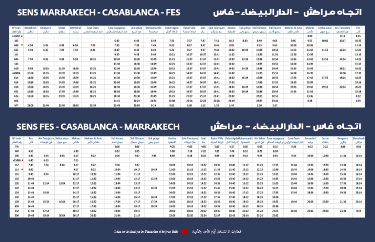 ONCF Horaires Atlas 2023 Marrakech Casa Fes | PDF