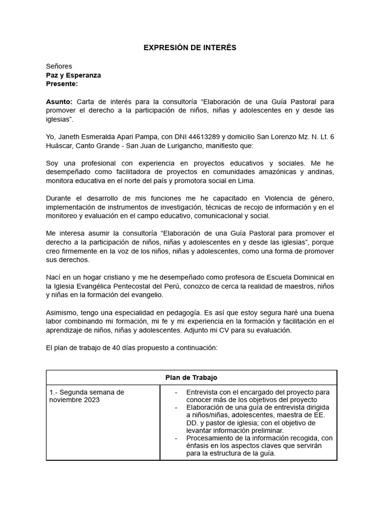 Expresión de Interés | PDF