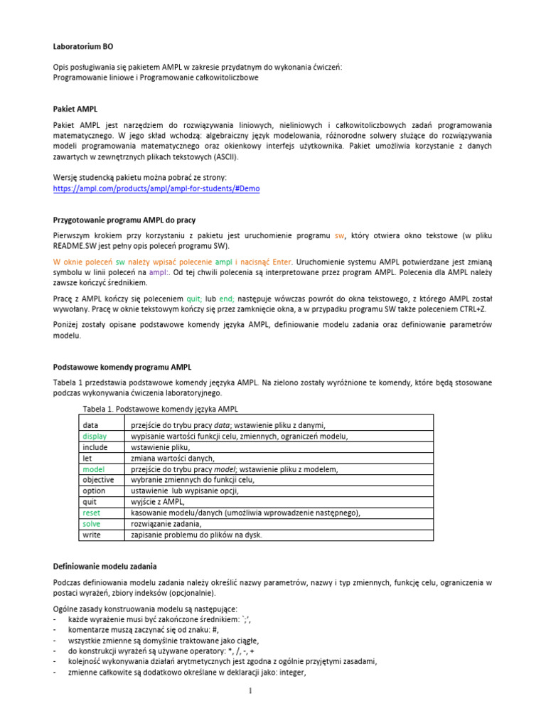 AMPL Instrukcja | PDF