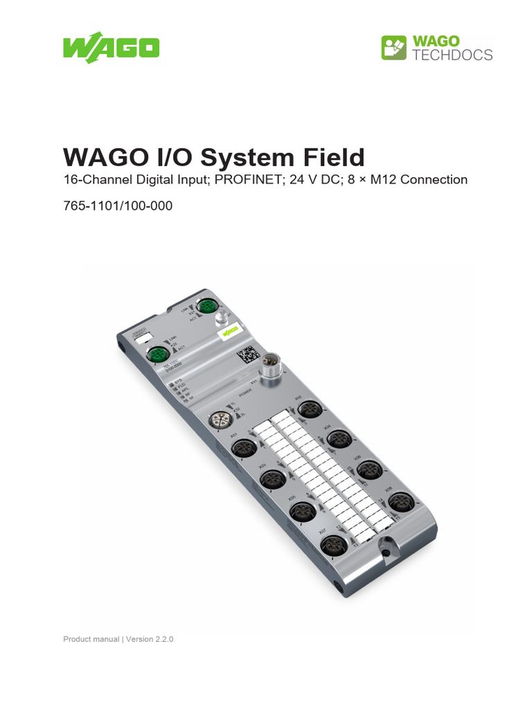 WAGO I/O System Field: 16-Channel Digital Input PROFINET 24 V DC 8 × ...