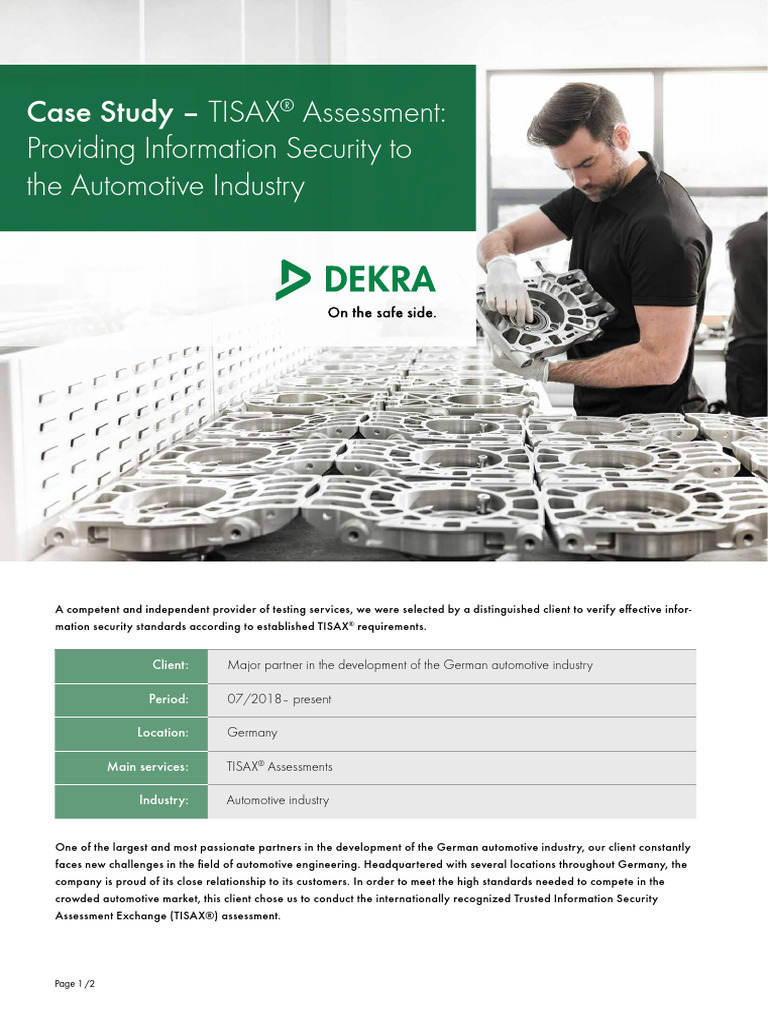 Tisax Assessment Case Study en Dekra Com | PDF | Information Security | Business