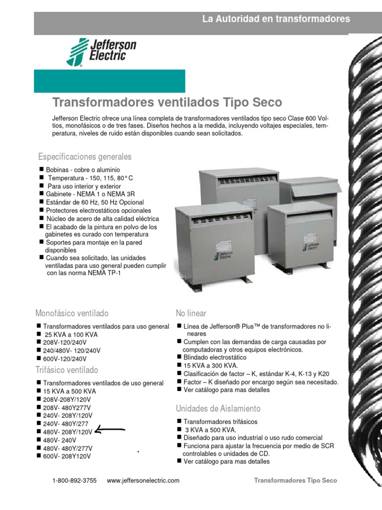 Transformadores Ventilados Tipo Seco | PDF | Transformador | Electromagnetismo