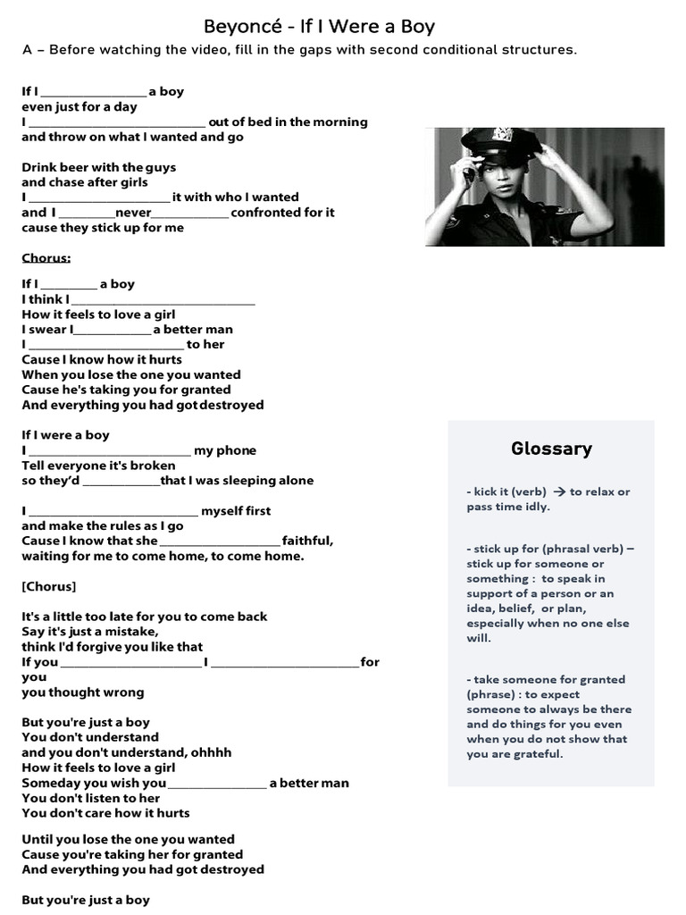 IF I WERE A BOY BEYONCE Second-Conditional | PDF