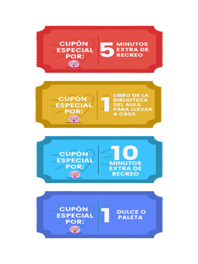 CUPONES PARA LA CLASE Primaria | PDF