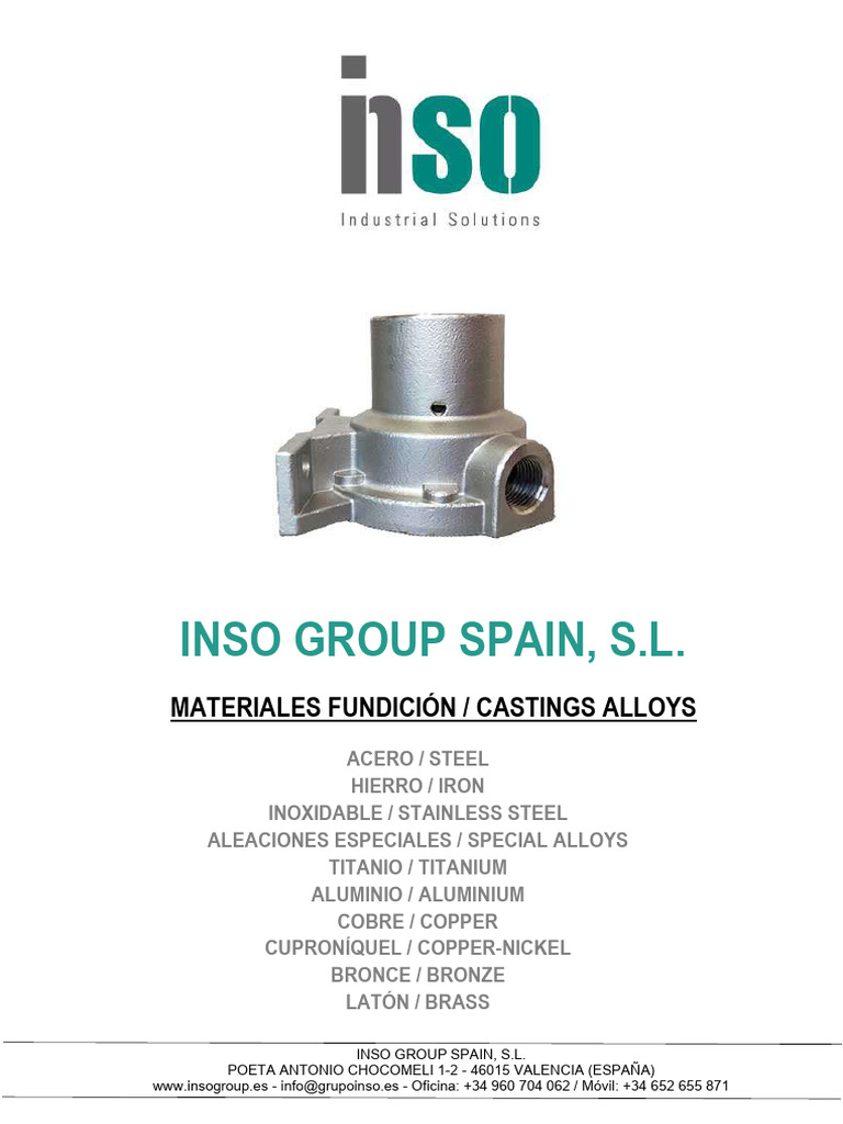 Inso Group: Fundición y Aleaciones | PDF | Metales de transición ...